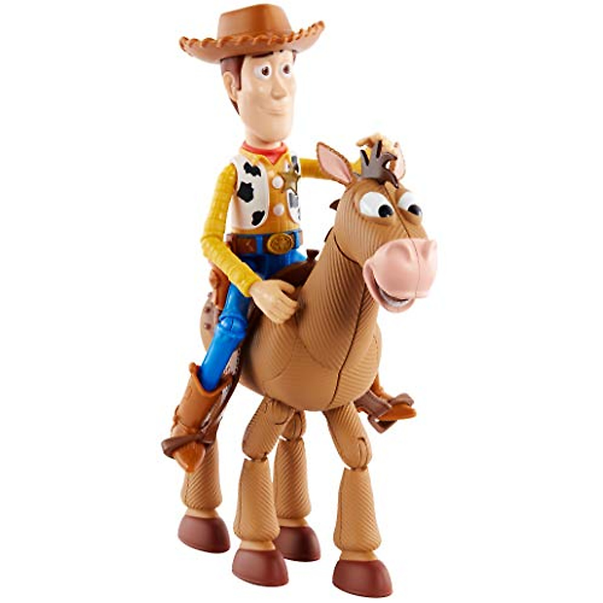 Mattel Disney Pixar Toy Story 4 Movie Set of 2 Action Figures, Collectible Pack Includes with Woody with Removable Hat & Rideable Bullseye