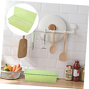 DOITOOL Flatware Tray with Lid and Drainer, Tableware Utensil and Cutlery Drawer Organizer with Lid Covered Silverware Tray to Keeps Your Cutlery Organized and Protected ( Brown )