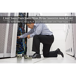 2 port RJ-45 Gigabit Ethernet to WDM SC Single Mode Single Fiber BiDi Media Converter - Built-in Fiber Module 20km (12.42 Miles) to UTP Cat5e Cat6 10 100 1000 RJ-45 AutoSensing 1 Pair Set 1310/1550nm