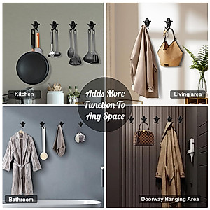 Womeet Rustic Cowboy Coat Key Hanger, Decorative Wall Mounted Coat Hooks, Cast Iron Hooks Coat Towel Bag Hat Hanger Multiuse Entryway Black Set of 2