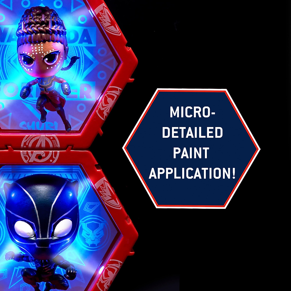 WOW! PODS Avengers Collection - Wakanda Forever Black Panther and Shuri | Superhero Light-Up Bobble-Head Figures | Official Marvel Collectable Toys & Gifts,Black Panther & Shuri,4 inches