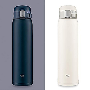 Zojirushi SM-SF60-WM Water Bottle, Direct Drinking, One-Touch Opening, Stainless Steel Mug, 20.3 fl oz (600 ml), Pale White