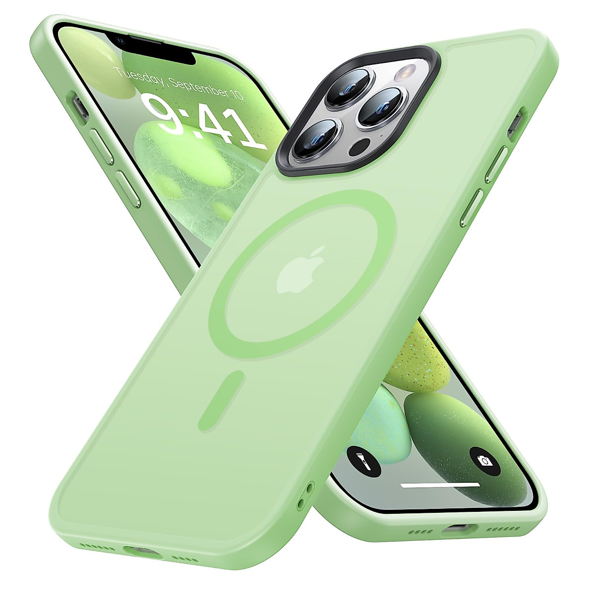 Maozis Magnetic Designed for iPhone 12 Pro Max Case [Compatible with Magsafe][Military Grade Drop Protection] Protective Shockproof Translucent Matte Slim Phone Case for iPhone 12 Pro Max, Mint Green