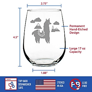Alpaca Stemless Wine Glass - Cute Funny Themed Decor and Gifts for Alpaca Lovers - Large 17 Oz