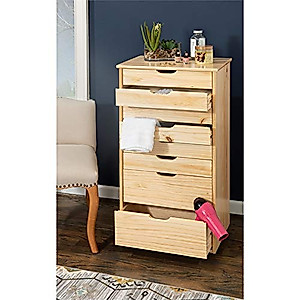 Riverbay Furniture 8-Drawer Transitional Wood Storage Cart w/Casters in Natural
