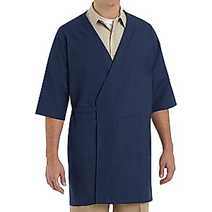 Red Kap Men's CollarleShort Sleeve Butcher Wrap, Navy, X-Large