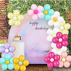 16 Set Daisy Flower Balloons DIY Kit,Pink White Yellow Latex Flower Balloon Party Decorations for Birthday Baby Shower Wedding Anniversary Daisy Groovy Fairy Flower Theme Decor