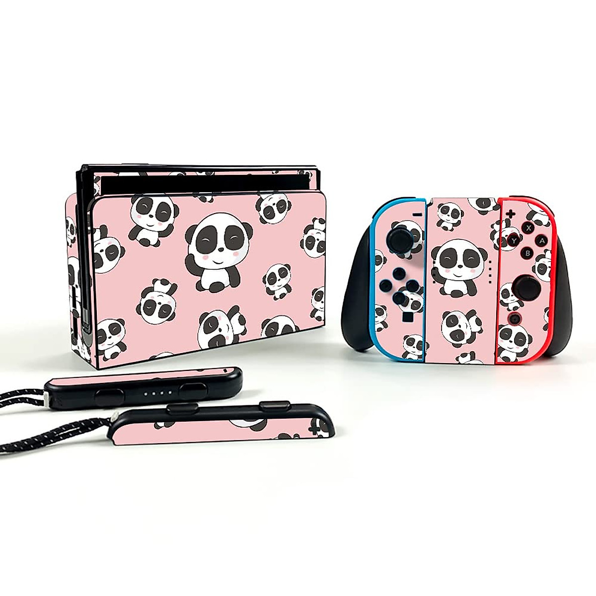 MightySkins Skin Compatible with Nintendo Switch OLED - Panda Hello | Protective, Durable, and Unique Vinyl Decal wrap Cover | Easy to Apply, Remove, and Change Styles | Made in The USA