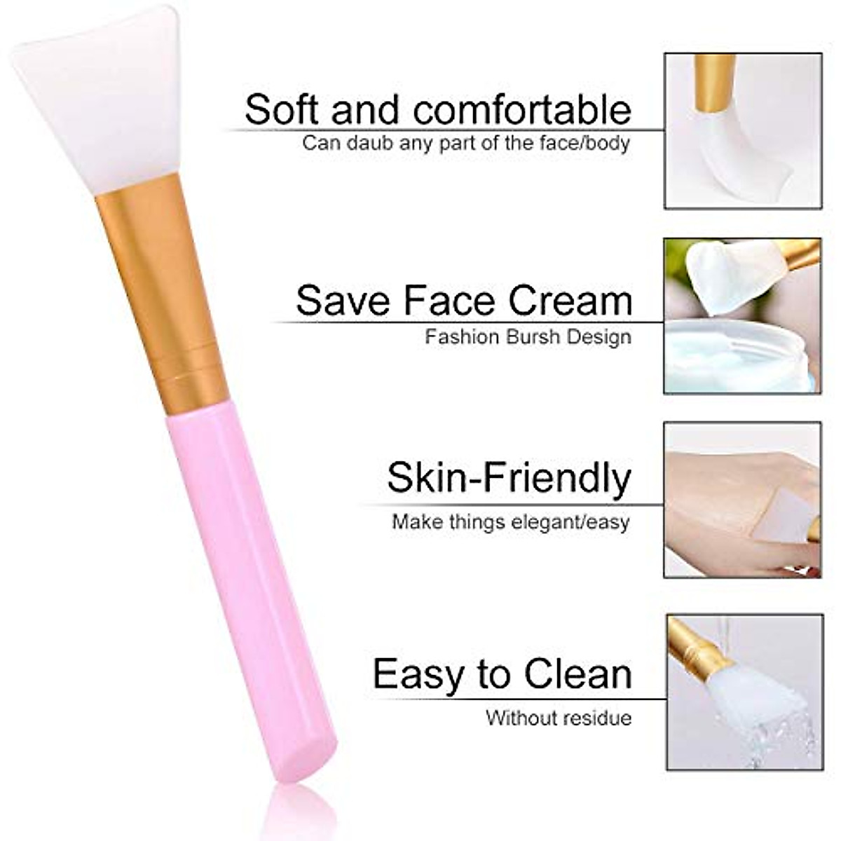 Akstore 3PCS Silicone Face Mask Brush,Mask Beauty Tool Soft Silicone Facial Mud Mask Applicator Brush Hairless Body Lotion And Body Butter Applicator Tools (White)