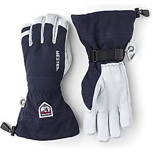 Hestra Army Leather Heli Ski Glove - Classic 5-Finger Snow Glove for Skiing, Snowboarding and Mountaineering, Navy, 8