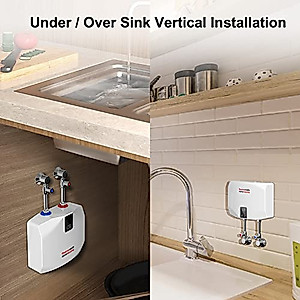 Tankless Water Heater Electric, thermomate 3.5kW 120V Hard Wired Point of Use On Demand Hot Water Heater Self Modulating ET035 (NO PLUG) (White)