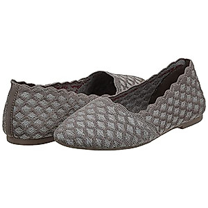 Skechers Women's Cleo-Honeycomb Ballet Flat, Dark Taupe, 10