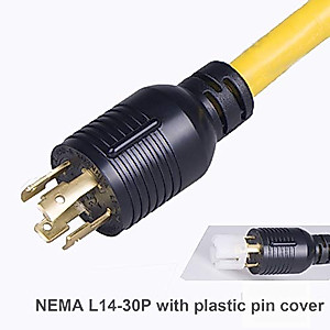 yodotek 1.5FT NEMA L14-30/Four 5-20R Generator Locking Cord,30Amp 4-Prong 10 Gauge Distribution Cord,Generator Adapter, Household Cable,125/250V 30Amp 7500 Watts