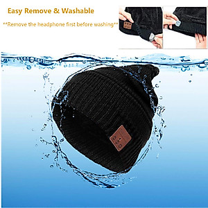 Wireless Beanie Hat V5.0 Beanie Headset Music Hat Wireless Stereo Headphones Built-in Speaker Winter Cap Knit Hat Stocking Stuffer Gifts for Men Women Boys Girls (A)