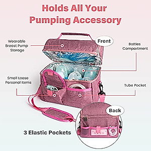 Wearable Breast Pump Bag with Cooler, Compatible with Willow, Elvie, Momcozy Breast Pump, Insulated Storage Container Case for Hand Free Breast Pump
