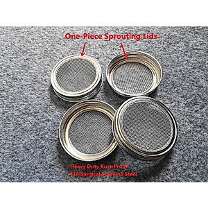Mesh Strainer Sprouting Lids 316 Stainless Steel for Wide Mouth Mason Jars Canning Seed Sprouting Alfalfa Salad Sprouts Lid 4 Pack