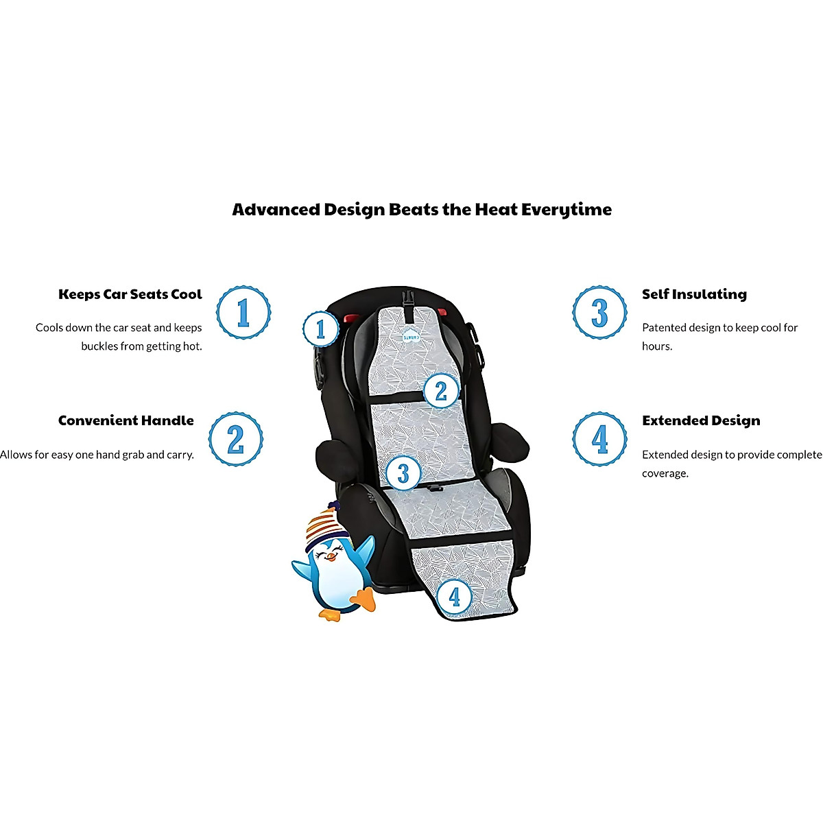 Carats Car Seat Cooler for Baby with COOLTECH - Baby Car Seat Cooling Pad (GEO)