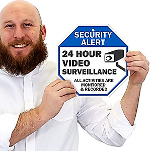 "Security Alert - 24 Hour Video Surveillance, All Activities Monitored" Sign By SmartSign | 10" x 10" Aluminum