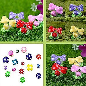 JKanruh 35 Pcs Miniature Resin Mushroom,Cute Mushrooms Fairy Garden Moss Landscape Ornaments for Outdoor Decoration,Home Décor,Cake Decoration,DIY Crafts