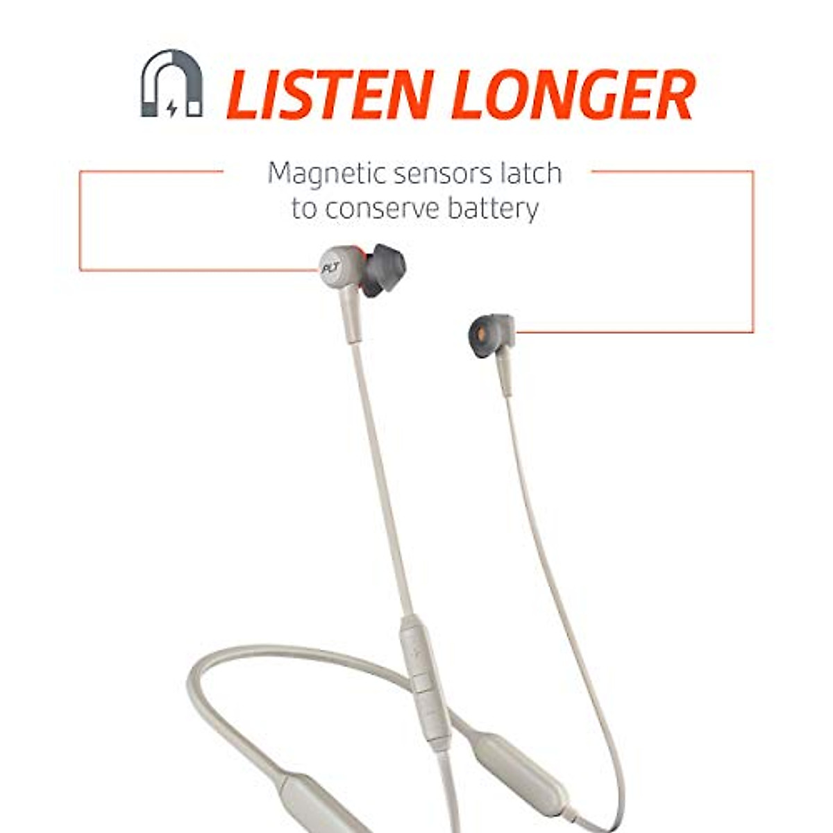 Plantronics BackBeat GO 410 Wireless Headphones, Active Noise Canceling Earbuds, Bone