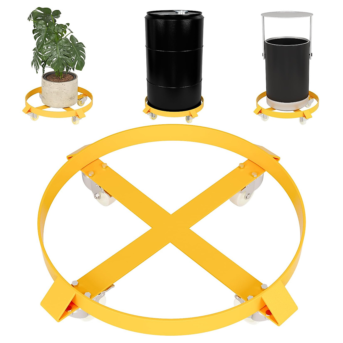 Drum Dolly 55 Gallon Trash Can Dolly Heavy Duty 1000 Pound Barrel Dolly with Swivel Casters Wheel Steel Frame Dolly Non Tipping Hand Truck Capacity Dollies