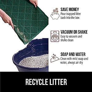 GORILLA GRIP Cat Litter Box Mat, Water Resistant Kitty Litter Trapping Mat, Textured Backing, Easy to Clean, Less Waste and Clean Floors, Kitten Supplies for Indoor Cats, Soft on Paws, 30x20 Green