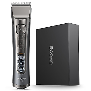 opove H5 Hair Clippers for Men, Professional Cordless Clippers with 250min Runtime & Smart LCD, Quiet Hair Trimmer, Perfect for Kids, Bearded Men, Women & Barbers (Black Gift Boxed)