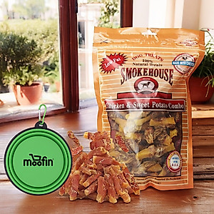 1lb Chicken & Sweet Potato Dog Treats, 100% Natural, High-Protein & Low-Fat, Supports Digestive Health | Bundled With Silicon Pet, Bowl, No Artificial Additives - [Pack Of 3]