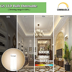 G8 LED Bulb Dimmable 7W Equivalent to G8 Halogen Bulb 75W-80W, GY8.6 /G8 Bi-Pin Base Light Bulb AC 120V G8 Bulb for Under Cabinet Light, Under Counter Kitchen Lighting White 6000K 2Pack