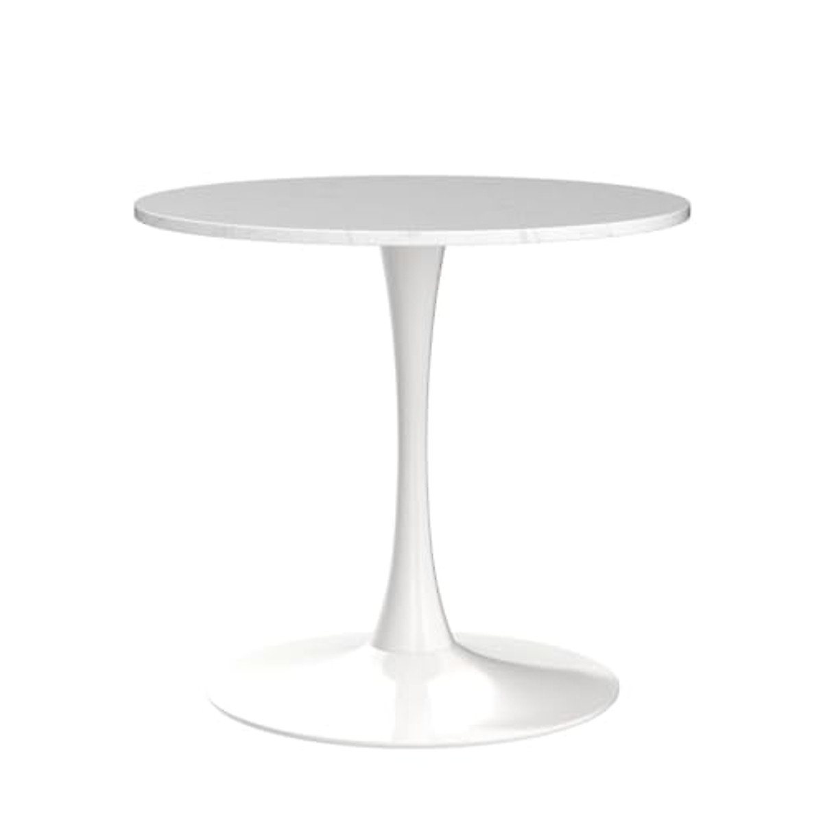 DKLGG 32" Modern Round Dining Table with Printed Marble Table Top, Metal Base Pedestal Table Tulip Table Kitchen Table for 2-4 Person for Small Space Home, End Table Leisure Coffee Table, Marble