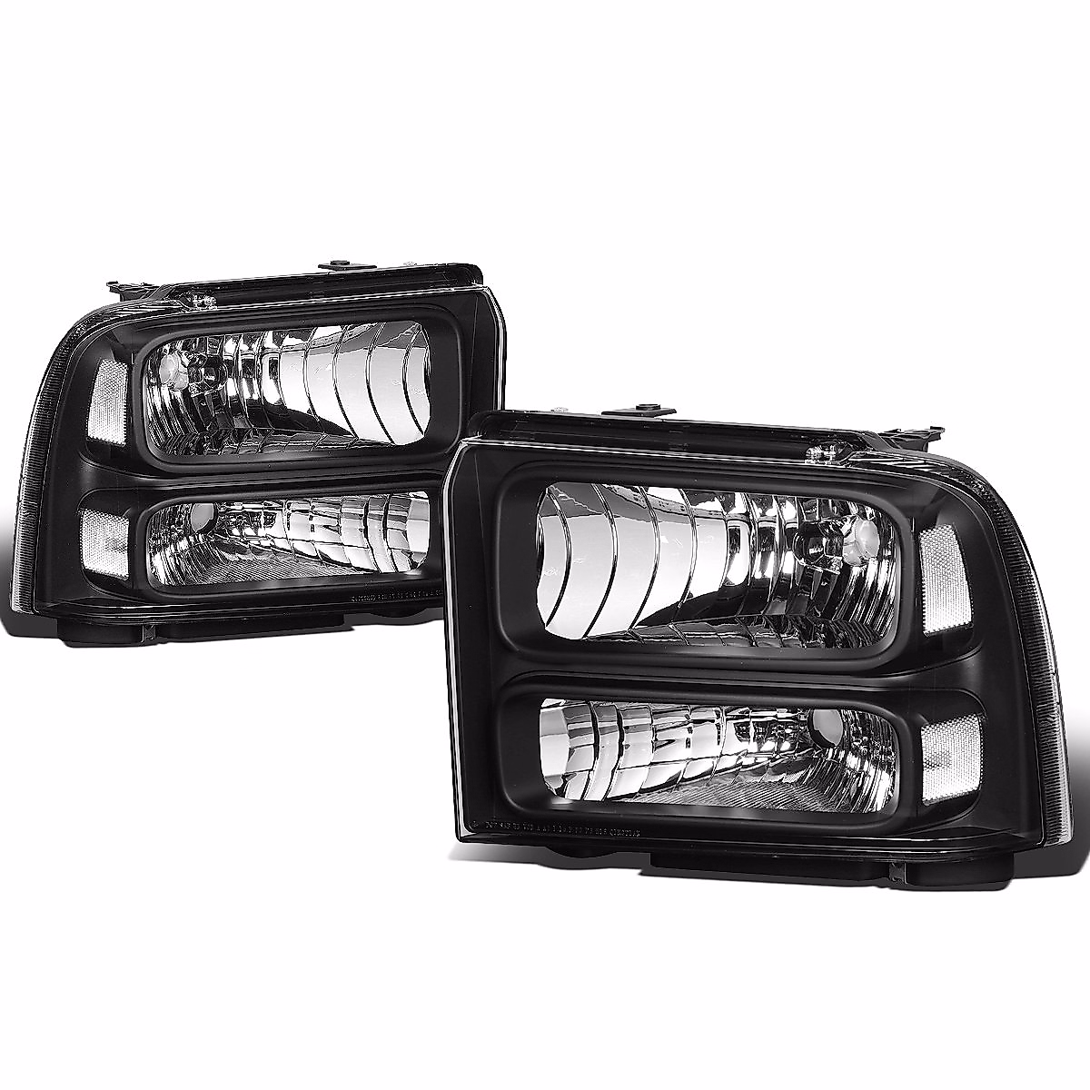Auto Dynasty [Halogen Model Factory Style Headlights Assembly Compatible with Ford F250 F350 F450 F550 Super Duty 05-07, Driver and Passenger Side, Black Housing Clear Lens