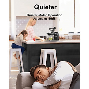 SiFENE Cold Press Juicer Machine, Compact Single Serve Slow Masticating Juicer, Vegetable and Fruit Juice Extractor Maker Squeezer, Easy to Clean, Non-BPA (Black)