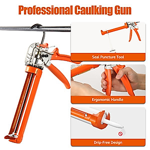 Holothurian Caulking Gun, Caulk Gun No Drip,Sealant Finishing Tool Grout Scraper for Kitchen Bathroom Window Sink Joint, 1/10 Gallon Cartridge, 20:1 Thrust Ratio