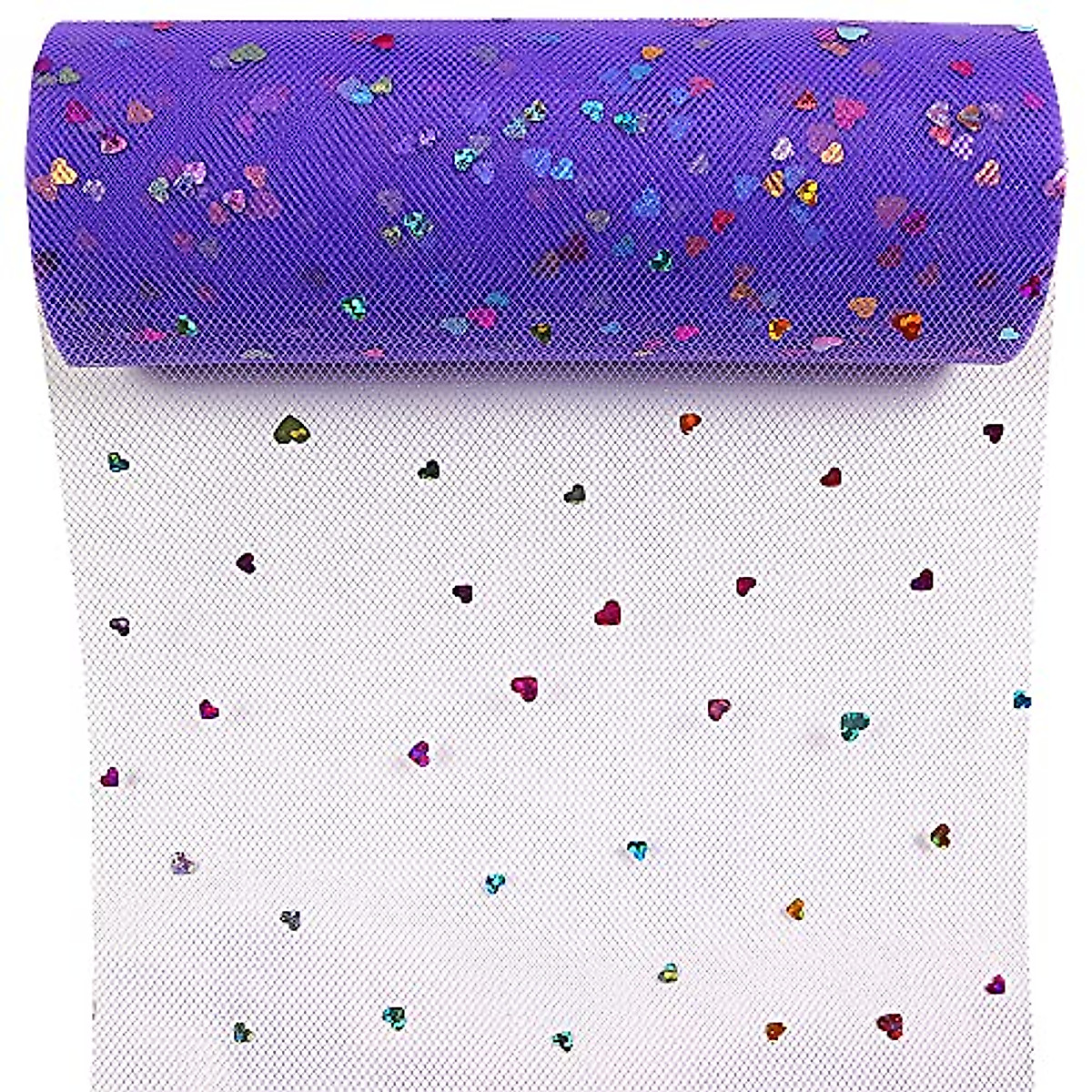Yuanchuan Laser Glitter Tulle Rolls 6 inch x 10 Yards (30 feet) Purple Tulle Rolls Spool Fabric Tutu for DIY Skirts Wedding Gift Wrap Sewing Crafting Bow Bridal Decorations Birthday Party (Purple)