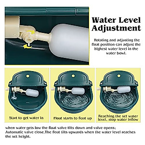 MUDUOBAN Automatic Water Bowl with Float Valve Stainless Steel Livestock Water Trough for Dog Horse Cattle Pig Chicken Goat Sheep (Green)