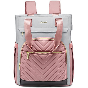 LOVEVOOK Laptop Backpack for Women, 15.6 Inch Work Laptop Bag Teacher Nurse Backpack, Wide Open Travel Purse Convertible Business Computer Tote Daypack with USB Port, Black