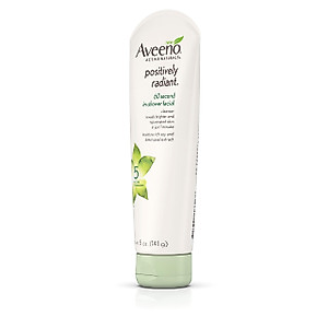 Aveeno Positively Radiant 60 Second In-Shower Facial Cleanser, Brightening Mask With Moisture-Rich Soy, Lemon Peel Extract, Glycolic Acid, and Kaolin Clay, 5 oz (Pack of 3)