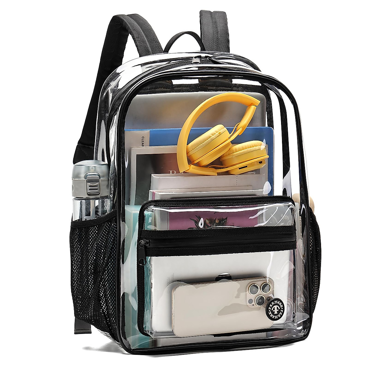 FARMARK Clear Backpack Heavy Duty, Transparent Backpack with Sturdy Strap for School/Travel/Work