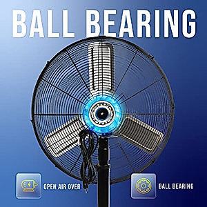 Tornado 24 Inch High Velocity Oscillating Metal Pedestal Fan Commercial, Industrial Use 3 Speed 7600 CFM 1/4 HP 6.6 FT Cord UL Safety Listed