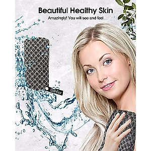 Bathflor Exfoliating Shower Towel with Clip Strap, Exfoliating Washcloth with 2 Sides for Washing & Scrubbing, Premium Japanese Scrub Wash Cloth, Quick Drying, 40inch Length (1 Pack-W)