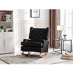 Tidyard Living Room Comfortable Rocking Chair Accent Chair，Black for Living Room, Bedroom, Balcony, Home Furniture