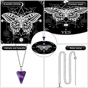 Blulu Butterfly Pendulum Board Dowsing Necklace Divination Altar Witchcraft Wooden Kit Chart Wiccan Wand Crystal Divinity Metaphysical Message Quartz Chakra Healing Stone(Black)
