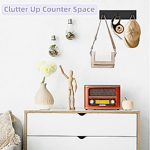 VIS'V Key Holder Wall Mount, Matte Black Self Adhesive Key Hanger Metal Small Key Rail with 3 Key Hooks Key Rack Keychain Holder with Extra Adhesive for Entryway Hallway Doorway Camper