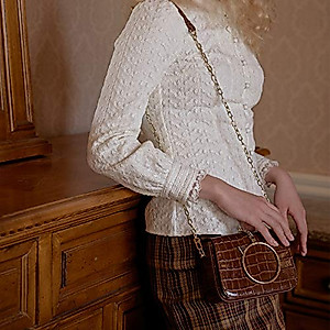 FOXLOVER Small Crossbody Bag for Women Crocodile Leather Shoulder Bag Purse Mini Cute Flap Bags