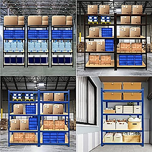 VickyHome Heavy Duty 4 Tier Storage Metal Shelf Unit, Adjustable Utility Rack Shelves with MDF Boards, Organization Multipurpose Shelf for Shed, Workshop, Warehouse, 875KG Capacity