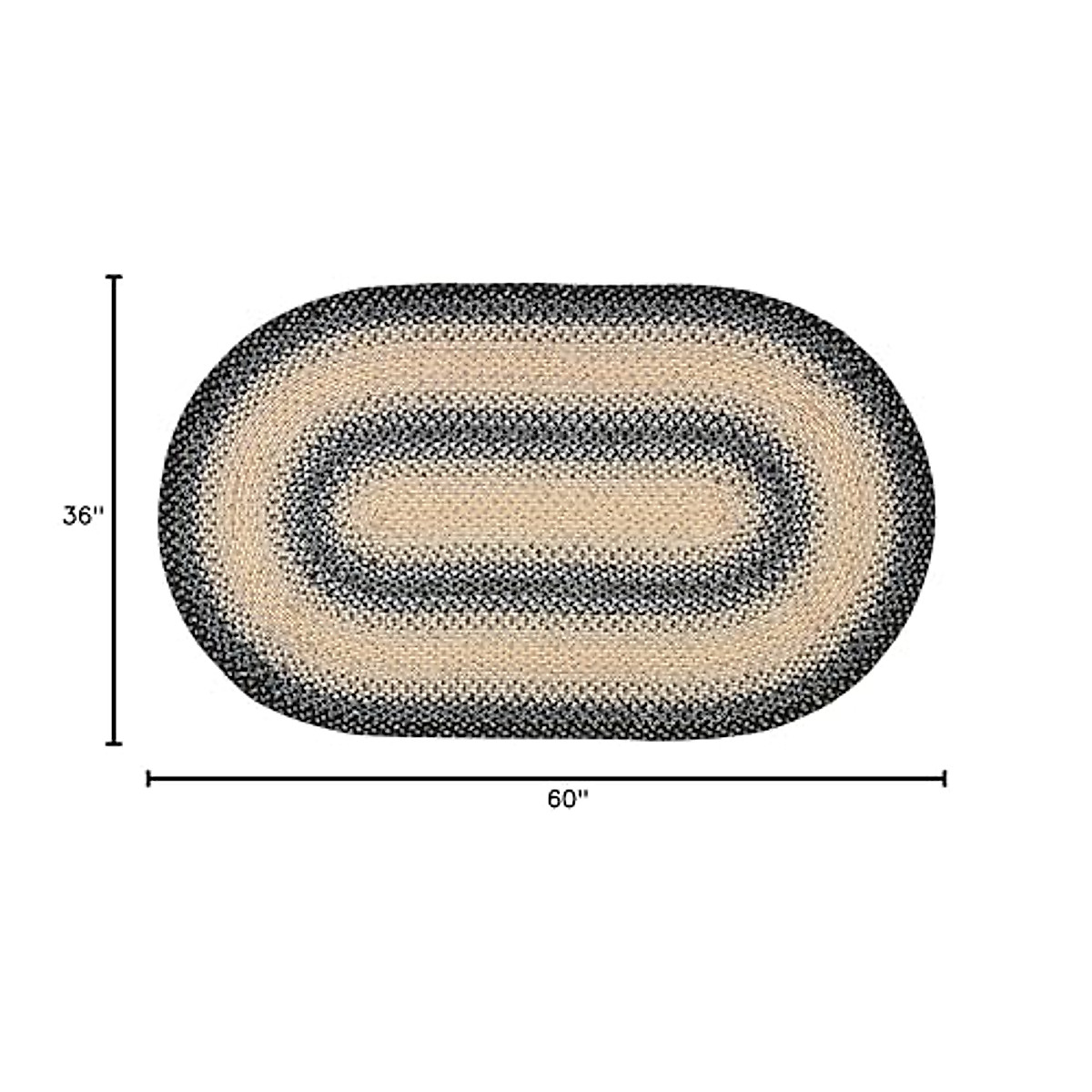 SAFAVIEH Braided Collection 3' x 5' Oval Black / Grey BRD311A Handmade Country Cottage Reversible Area Rug