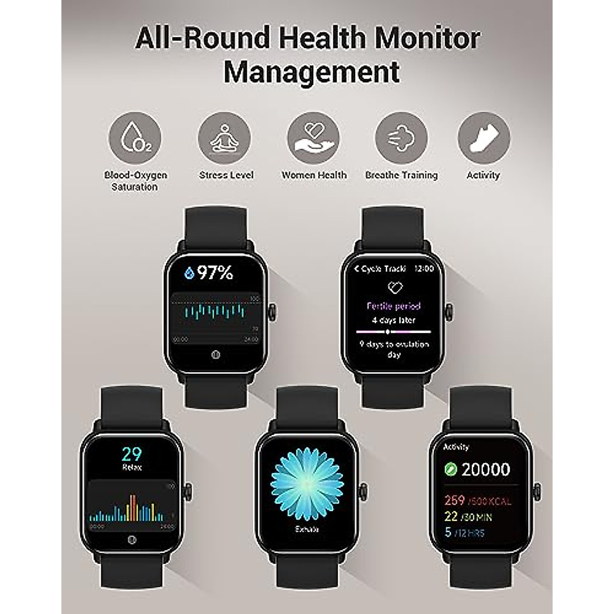 Yoever Smart Watches for Men with Alexa, 1.8'' Bluetooth Call Fitness Tracker Watch, Heart Rate Sleep Monitor Step Counter, Sports Workout Activity Trackers for Christmas Birthday Gifts Men Dad Father