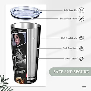 LAZHANG Amy Music Winehouse Stainless Steel Insulated Car Sippy Cup With Lid Travel Mug for Cold Hot 20 oz
