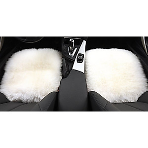 MelinSam18 Inch Australia Genuine Sheepskin Car Seat Cushion Covers Chair Pad One Seat Cover for car, Office Chair, or Plane (White)