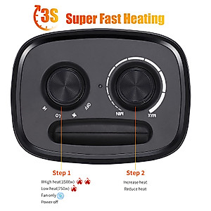 Antarctic Star Space Heater, Portable Electric Heater Ceramic Fan Small Mini Heaters Indoor Use ETL Certified 3 Modes Thermostat, Tip Overheat Protection Quiet Office Room Desk Home,9.1 Inch.